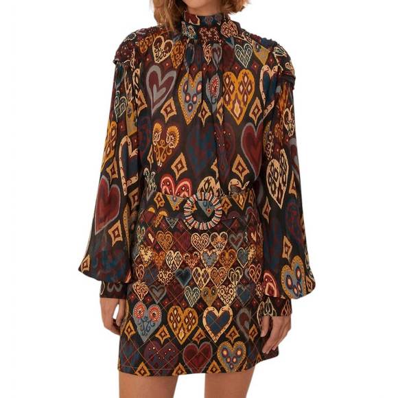 FARM Rio | Skirts | New Farm Rio Hearts Ikat Skirt In Black | Poshmark